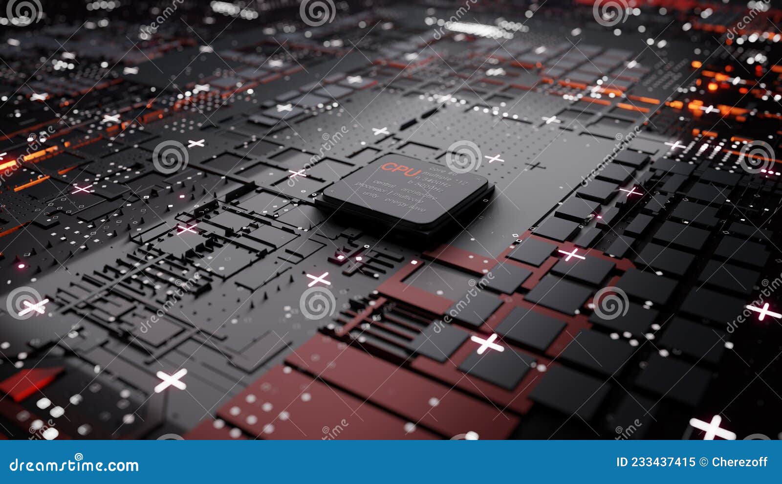 Processors CPU Concept. Animation. Motherboard Digital Chip. Abstract ...