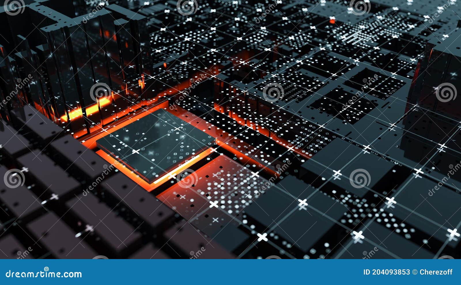 Abstract Central Computer Processors Concept. 3D Illustration Stock ...