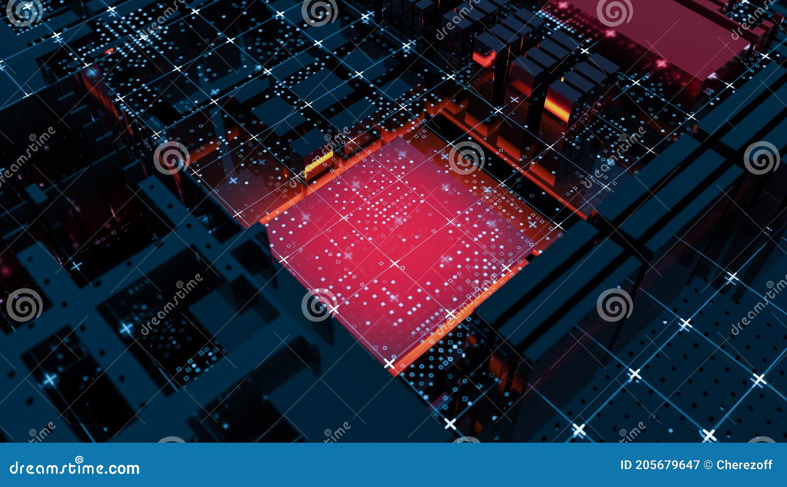 Abstract Central Computer Processors Concept. 3D Illustration Stock ...