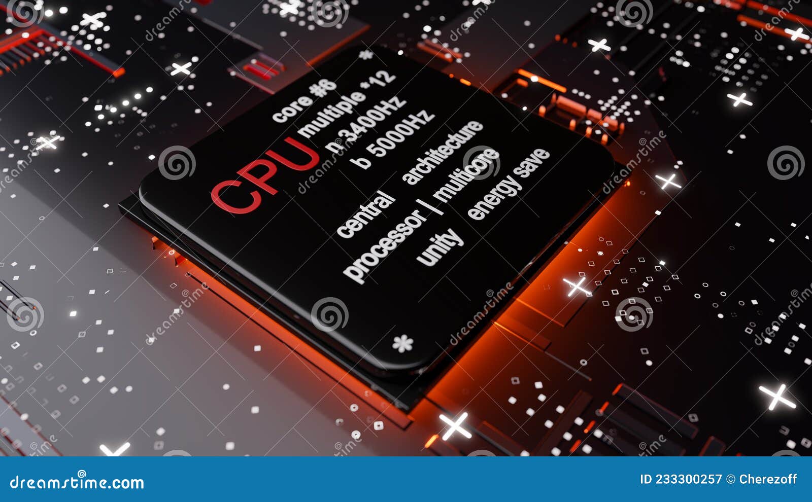 Abstract CPU with Glow from Below Stock Image - Image of processing ...