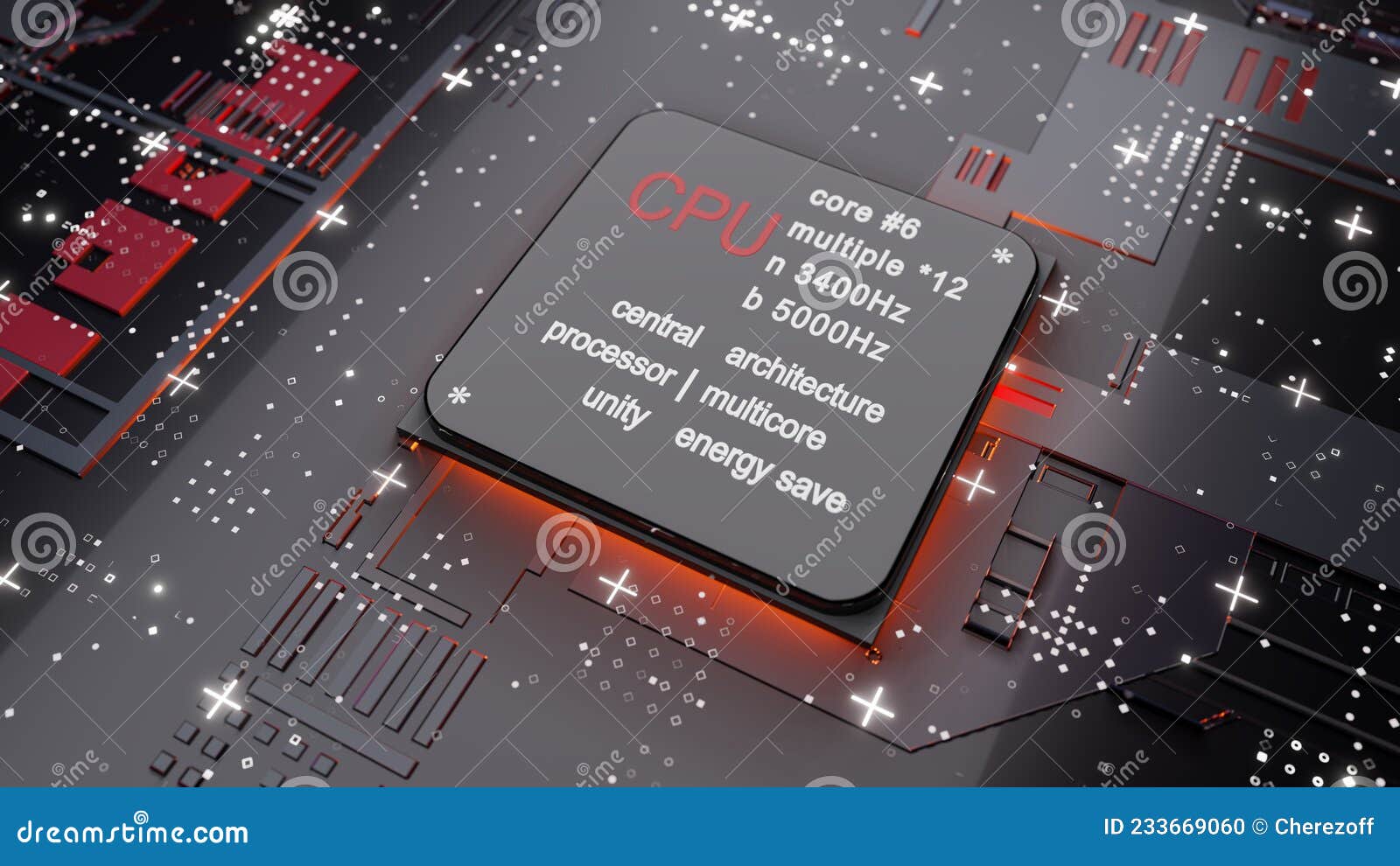 Abstract CPU with Glow from Below Stock Illustration - Illustration of ...