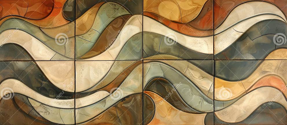Abstract Ceramic Tile Design with Flowing Wave Patterns. Ceramic ...
