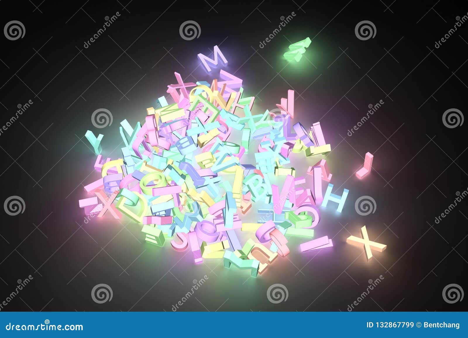 Grow Neon 3D Rendering. Illustrations Of CGI Typography, Alphabetic ...