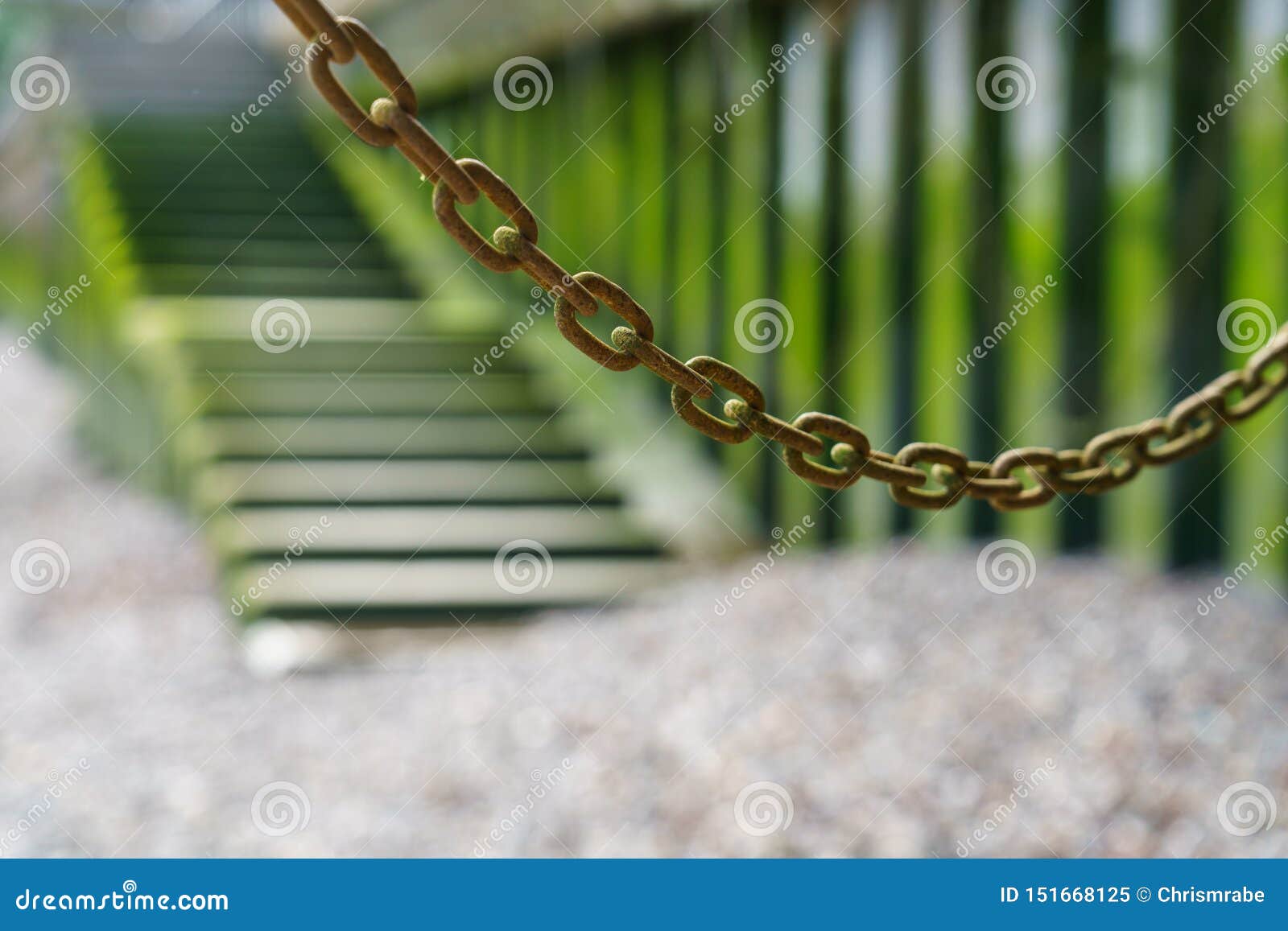 Abstract Chain Hanging in Front of Steps Along the Thames at Low Tide ...