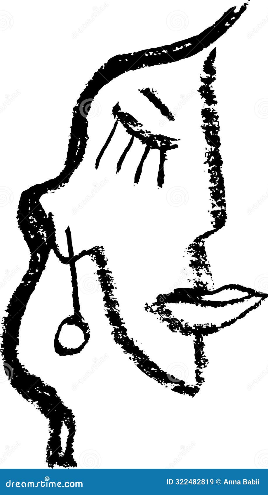 Abstract Chalk Minimalist Girl Face Drawing. Stock Illustration ...