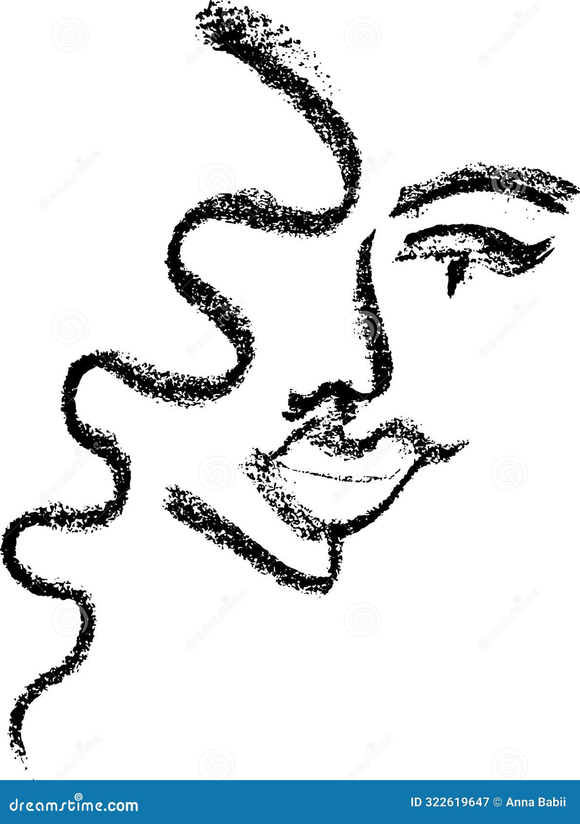 Abstract Chalk Minimalist Girl Face Drawing. Stock Illustration ...