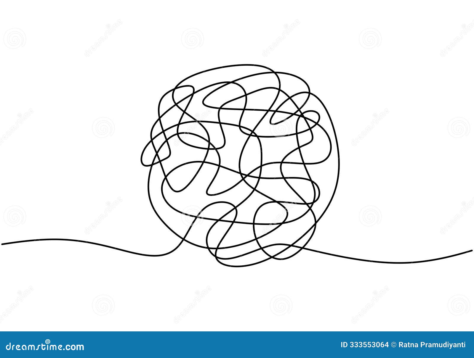 Abstract Chaotic Line. Tangled Texture One Continuous Line Drawing ...