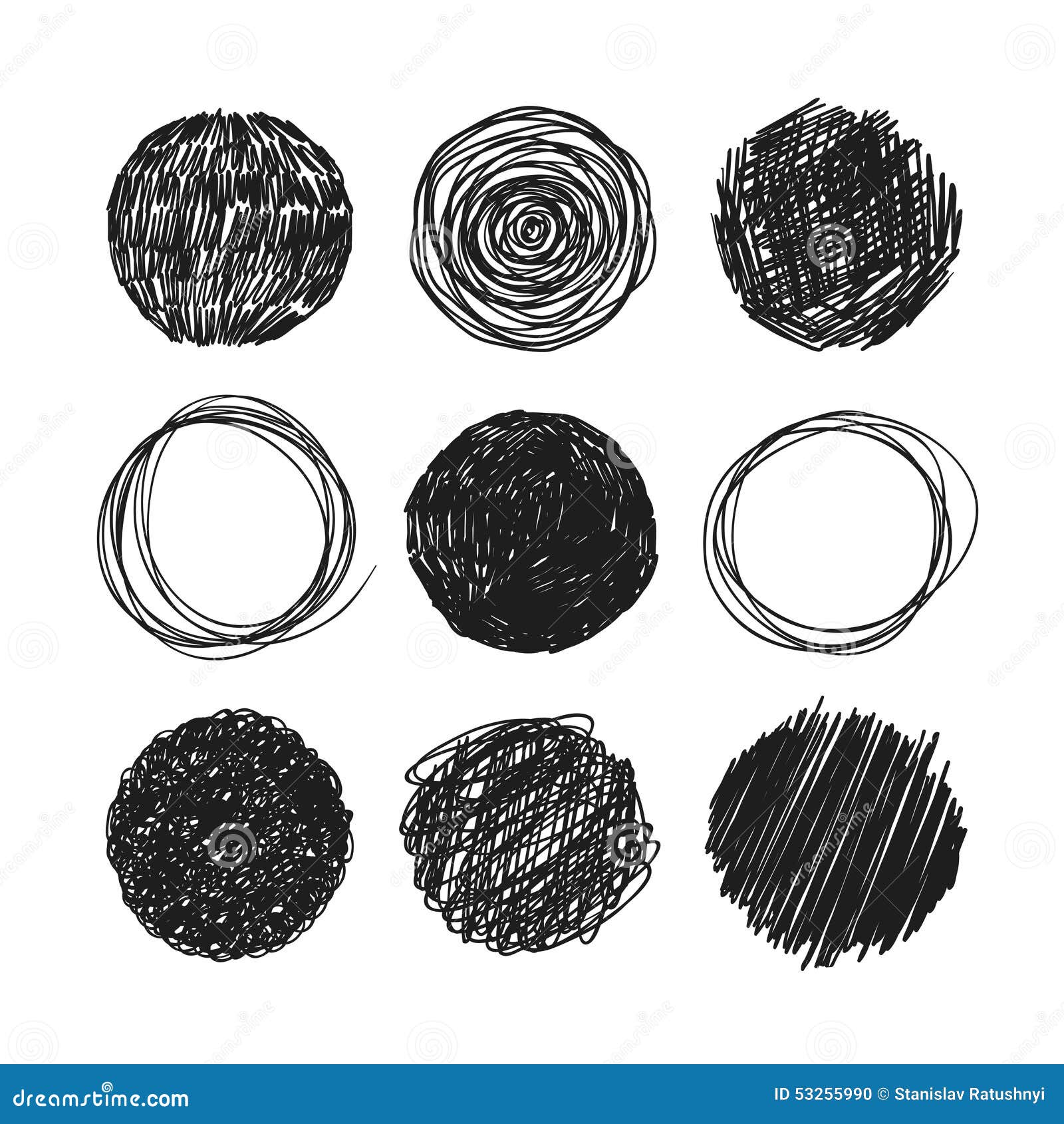 Abstract Chaotic Round Sketch Stock Vector - Illustration of line ...