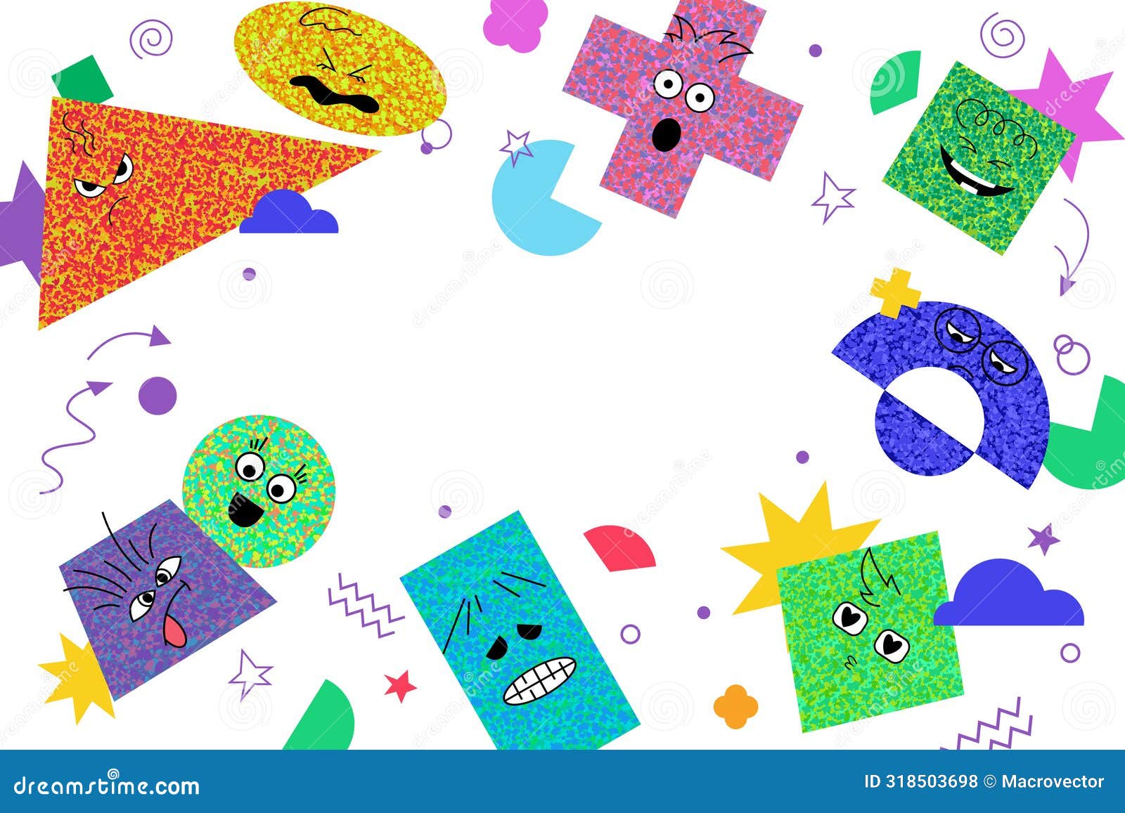 Abstract Character Emotions Cartoon Hand Drawn Background Stock ...