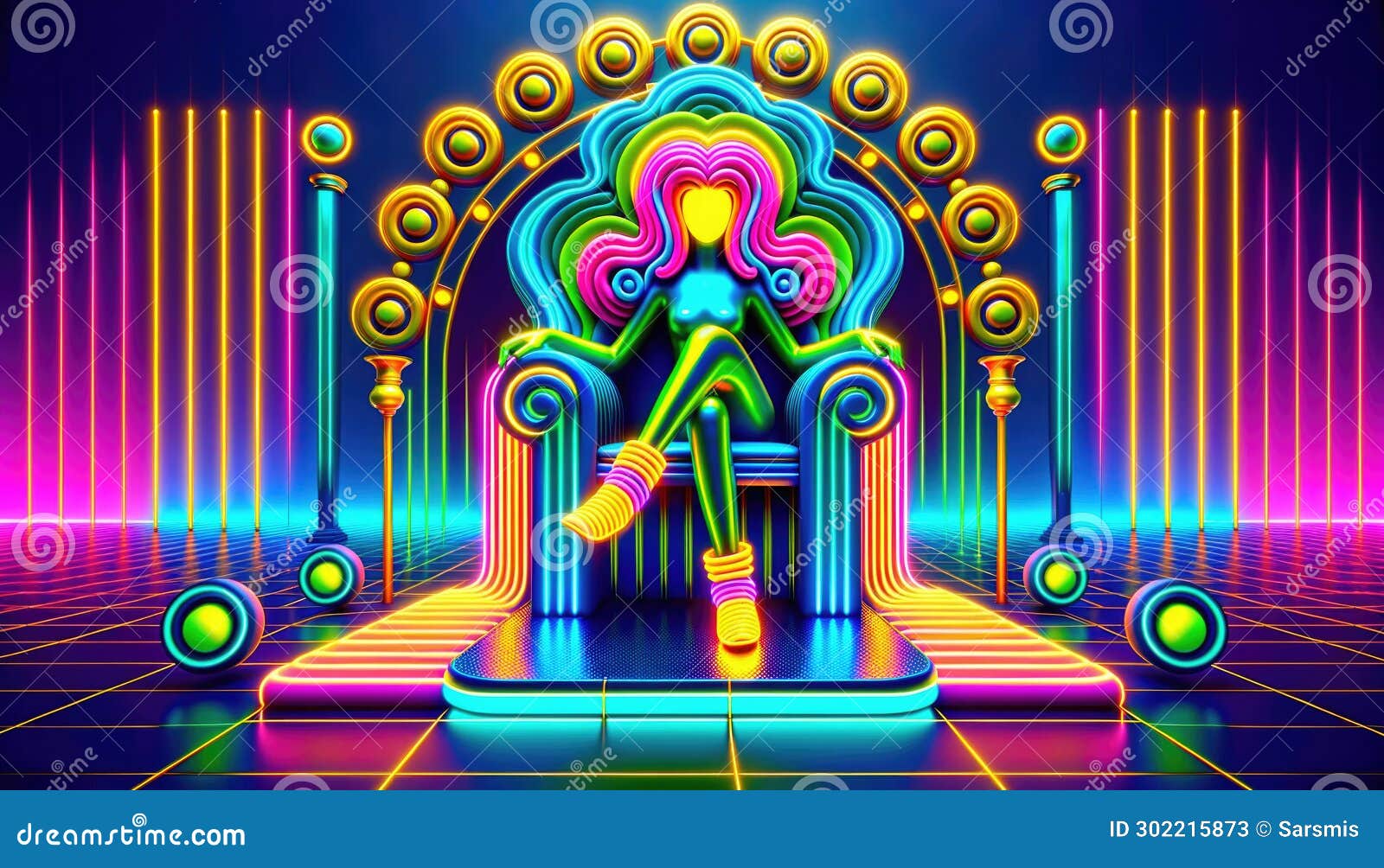 Abstract Character Sitting on a Throne and Thinking among Abstract ...