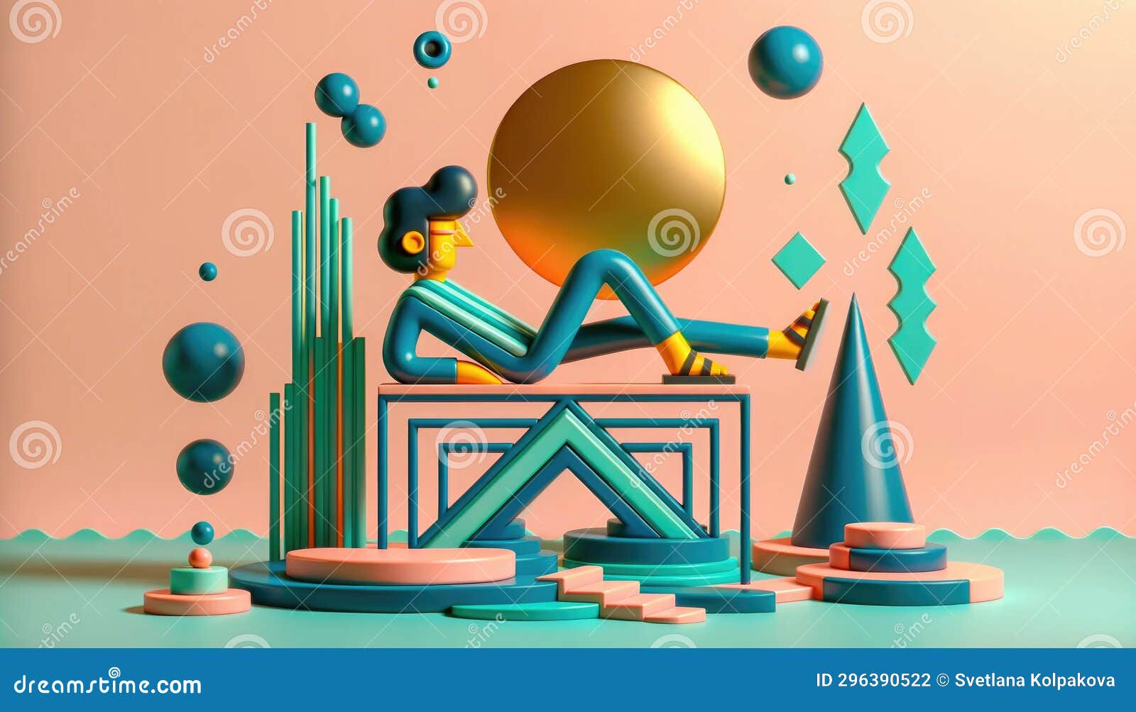 Abstract Character Sitting on a Throne and Thinking among Abstract ...