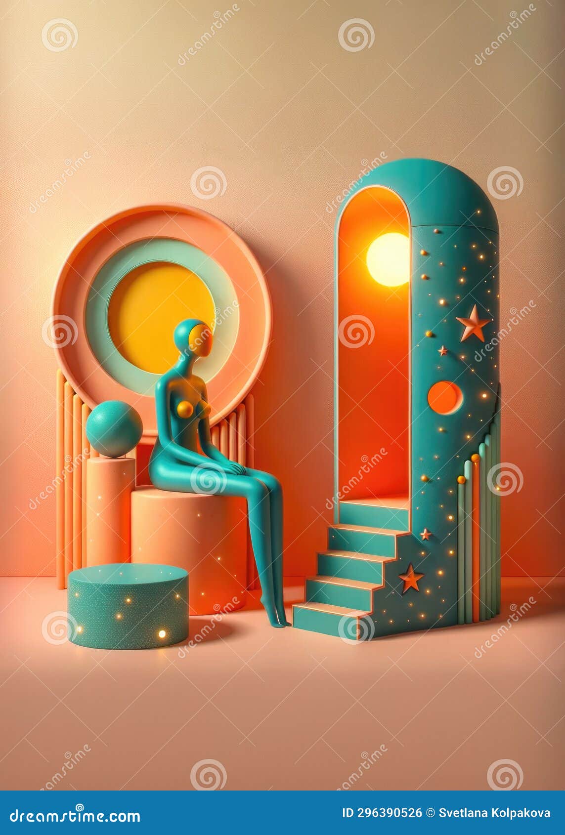 Abstract Character Sitting on a Throne and Thinking among Abstract ...