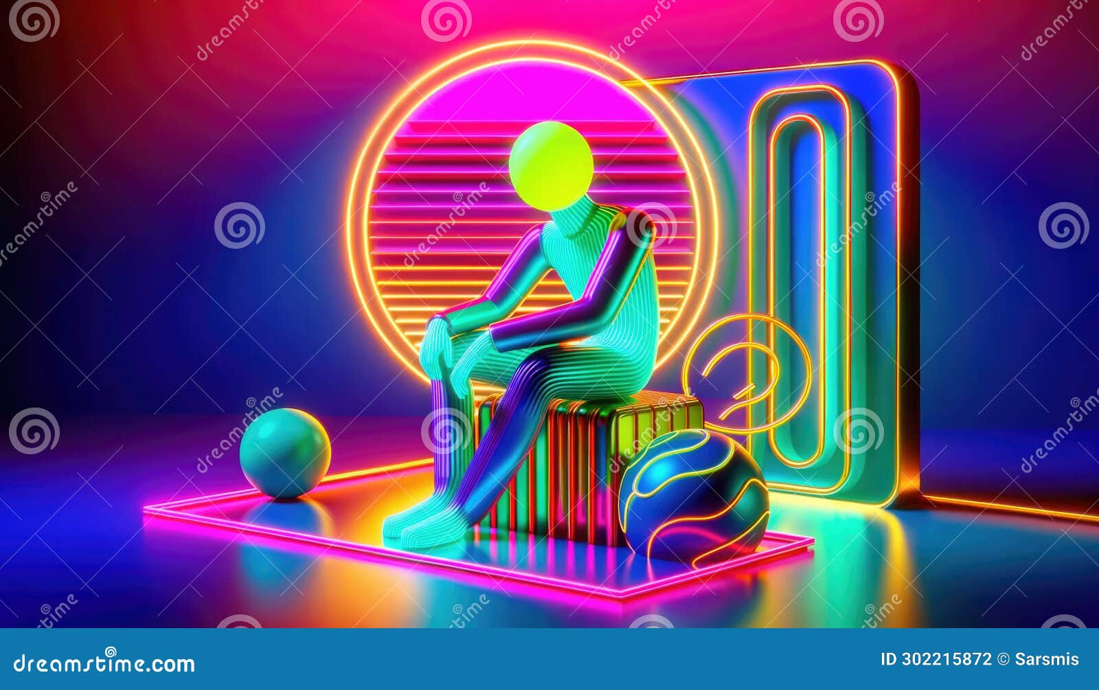 Abstract Character Sitting on a Throne and Thinking among Abstract ...