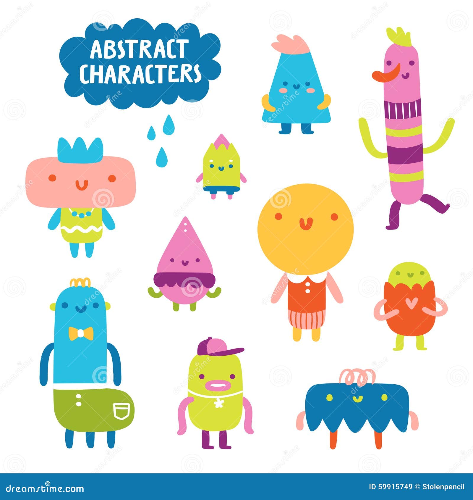 Abstract Characters Collection Stock Vector - Illustration of cute ...