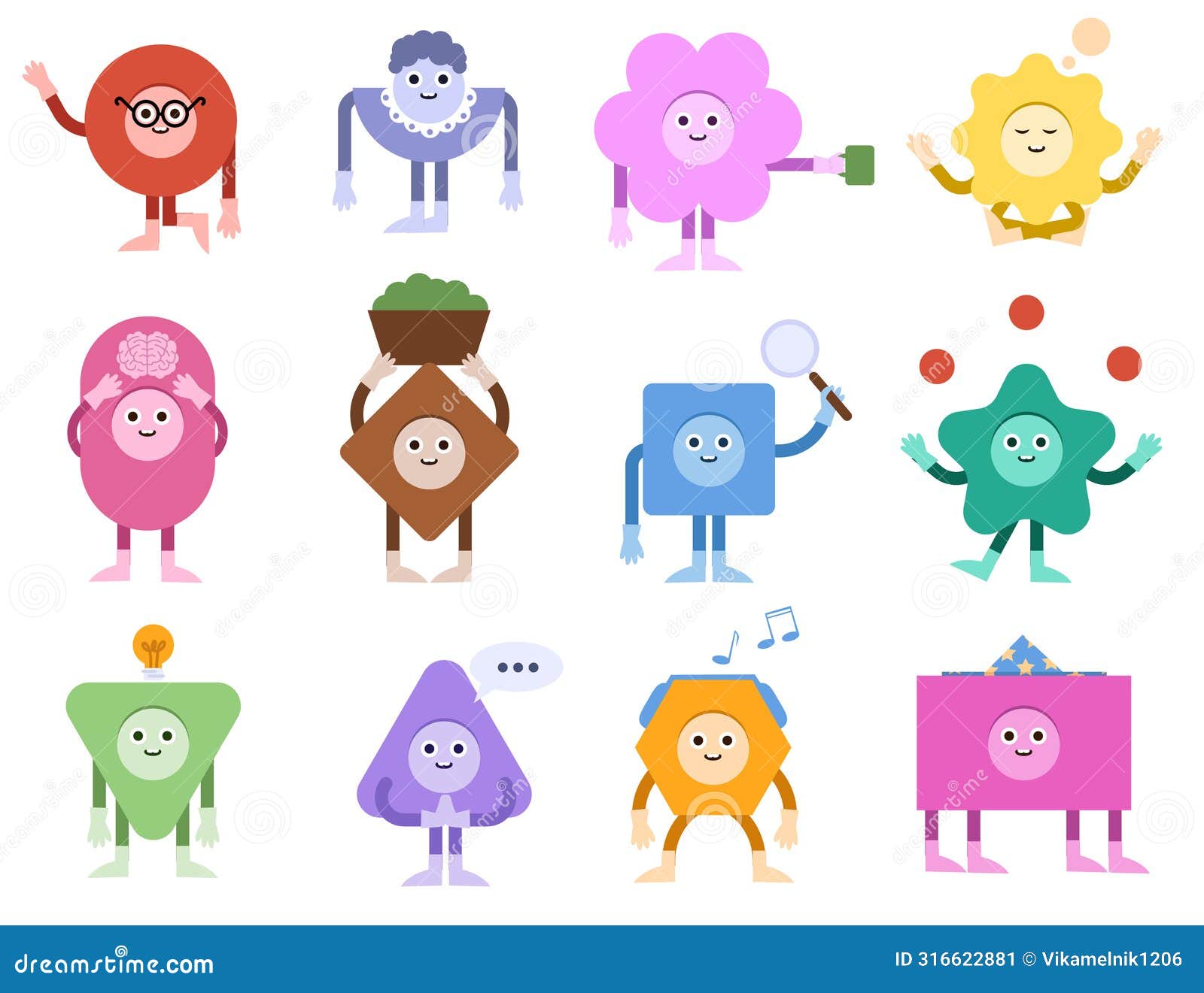 Geometric Shapes Characters. Stock Vector - Illustration of megaphon ...