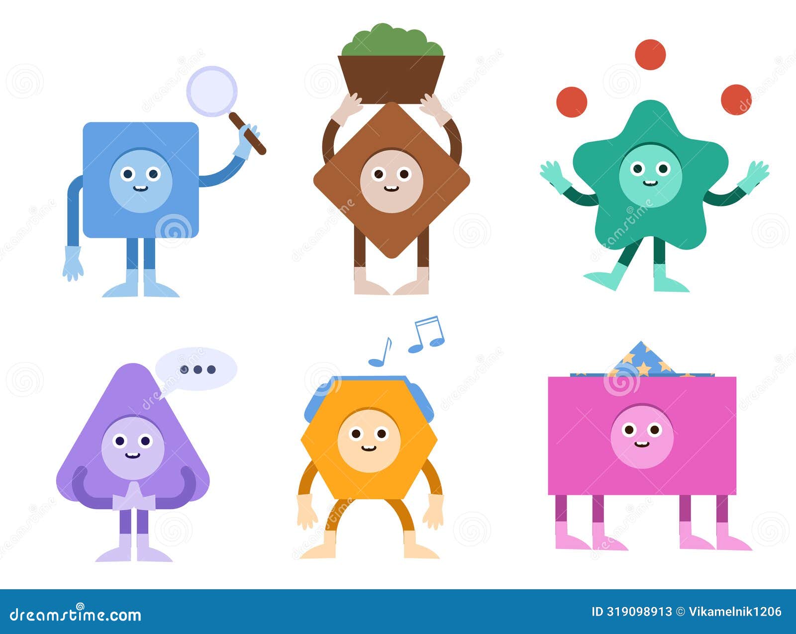 Geometric Shapes Characters. Stock Vector - Illustration of icon ...