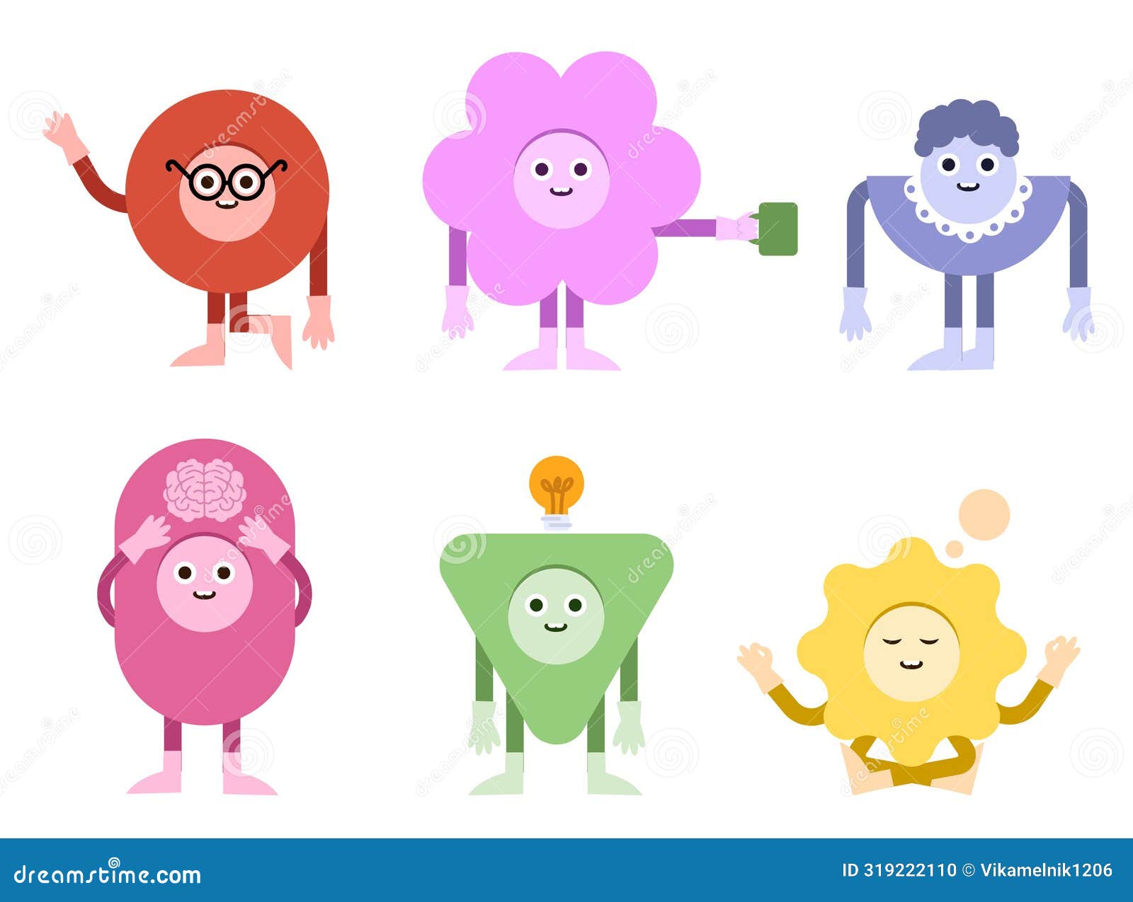 Geometric Shapes Characters. Stock Vector - Illustration of triangle ...