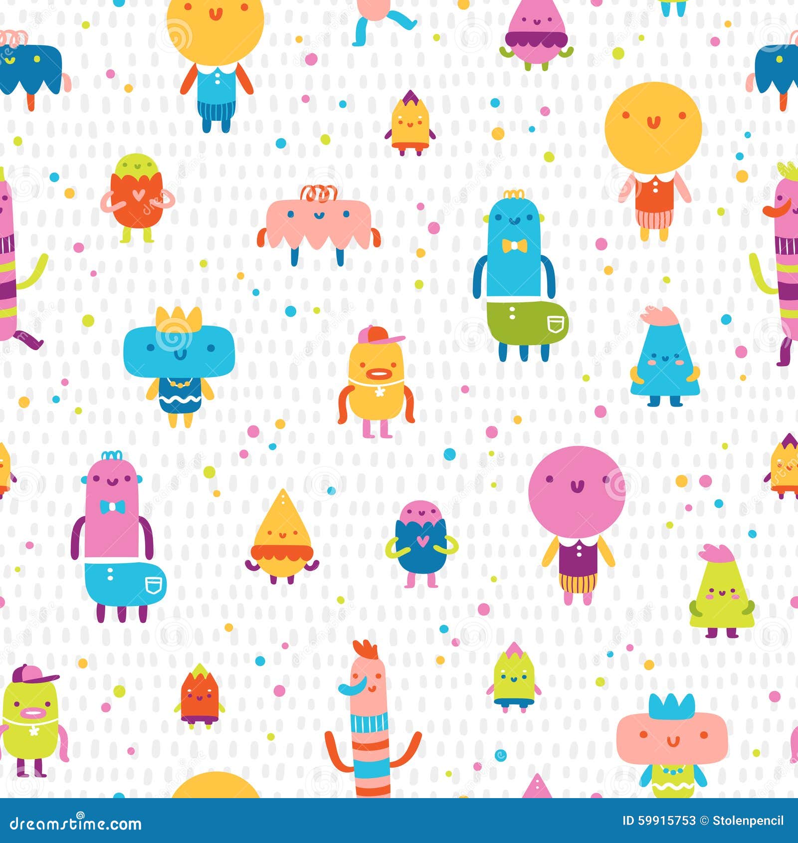 Abstract Characters Vector Seamless Pattern Stock Vector - Illustration ...