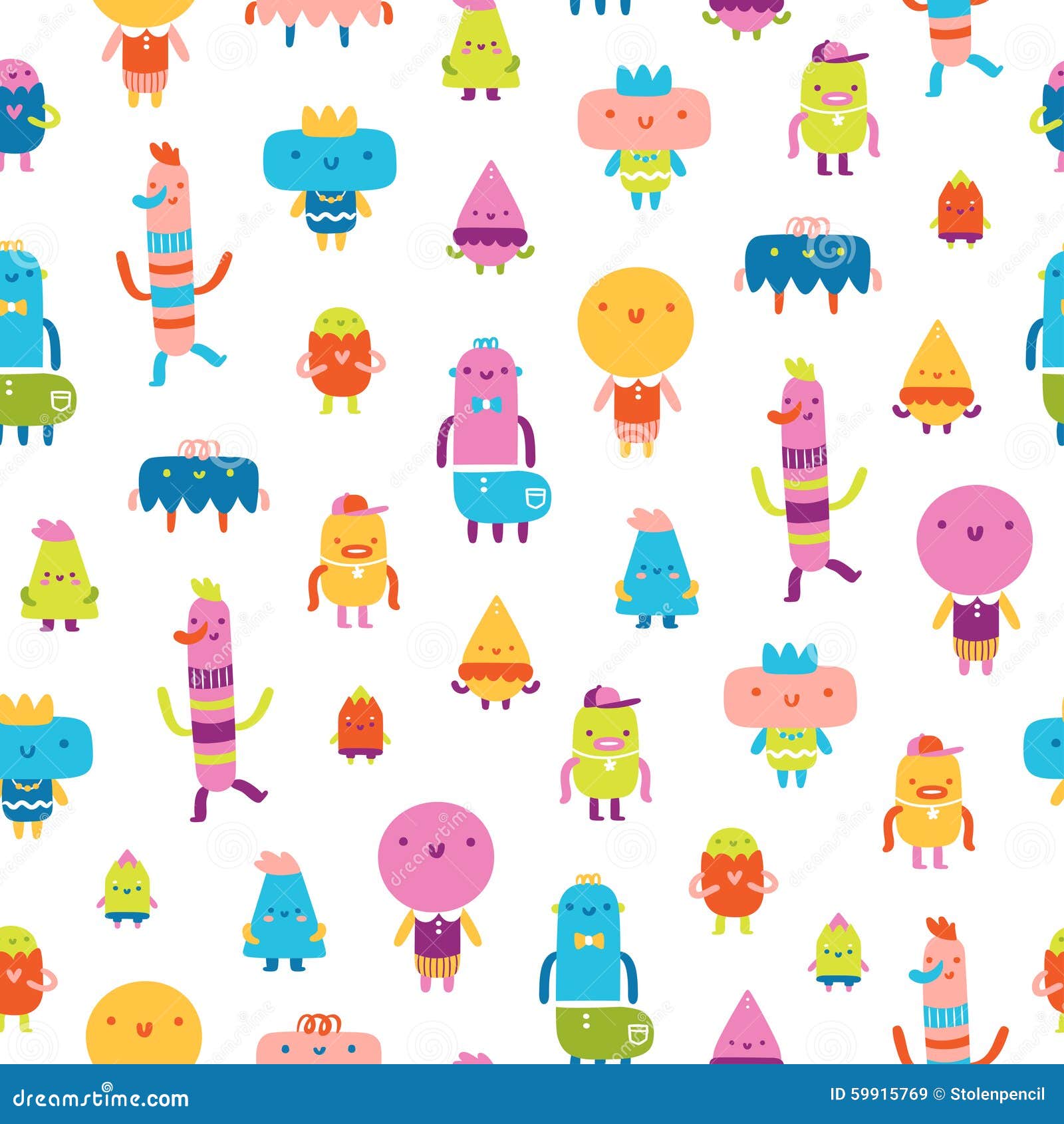 Abstract Characters Vector Seamless Pattern on White Background Stock ...