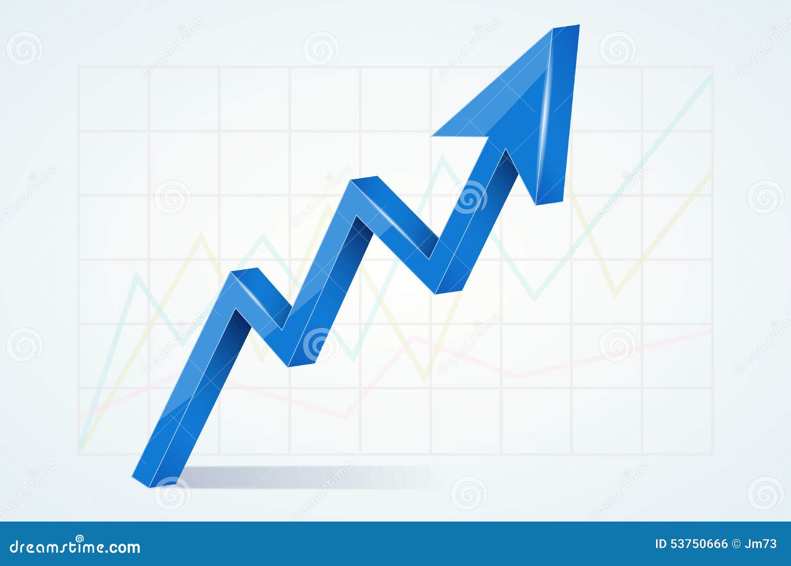 Abstract Chart with 3D Glossy Blue Arrow Stock Vector - Illustration of ...