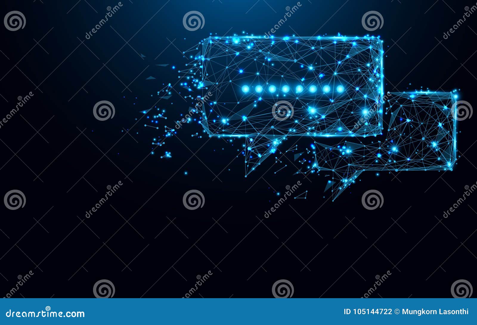 Abstract Chat Messages Icon from Lines and Triangles, Point Connecting ...