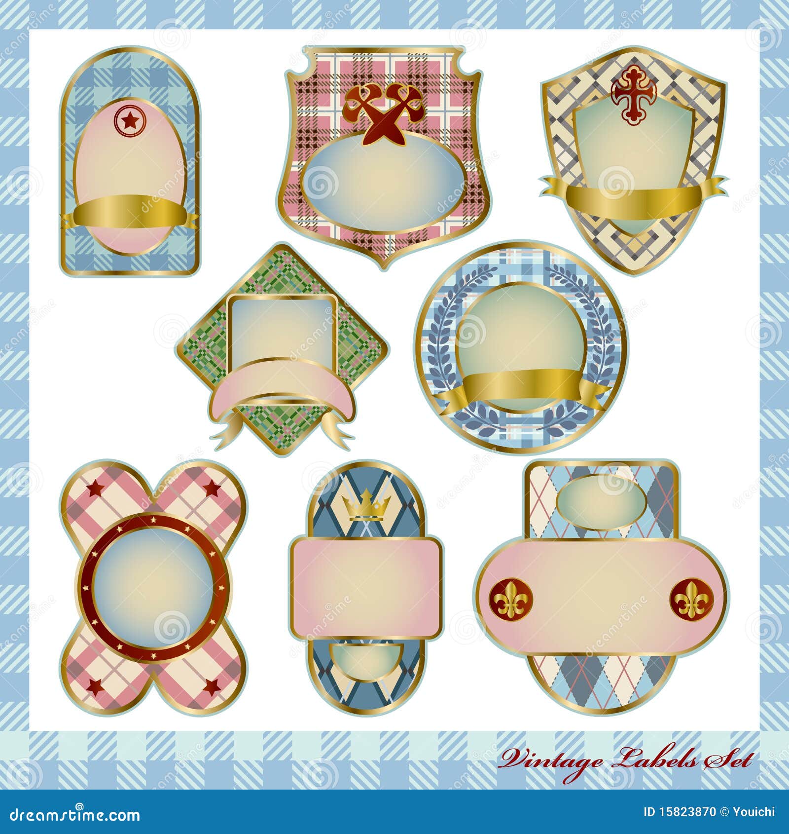 Abstract check labels set stock vector. Illustration of nostalgia ...