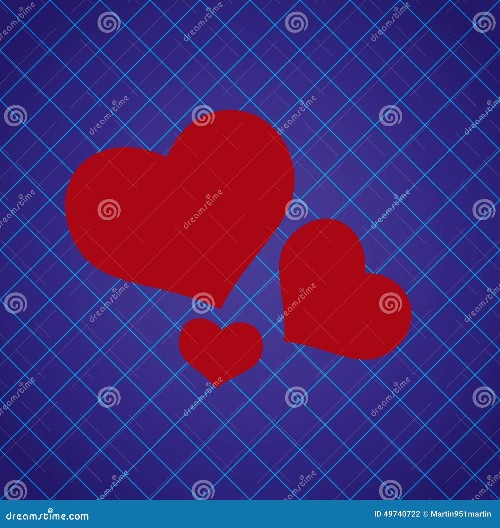 Abstract Checkered Blue Pattern with Red Love Heart Stock Vector ...
