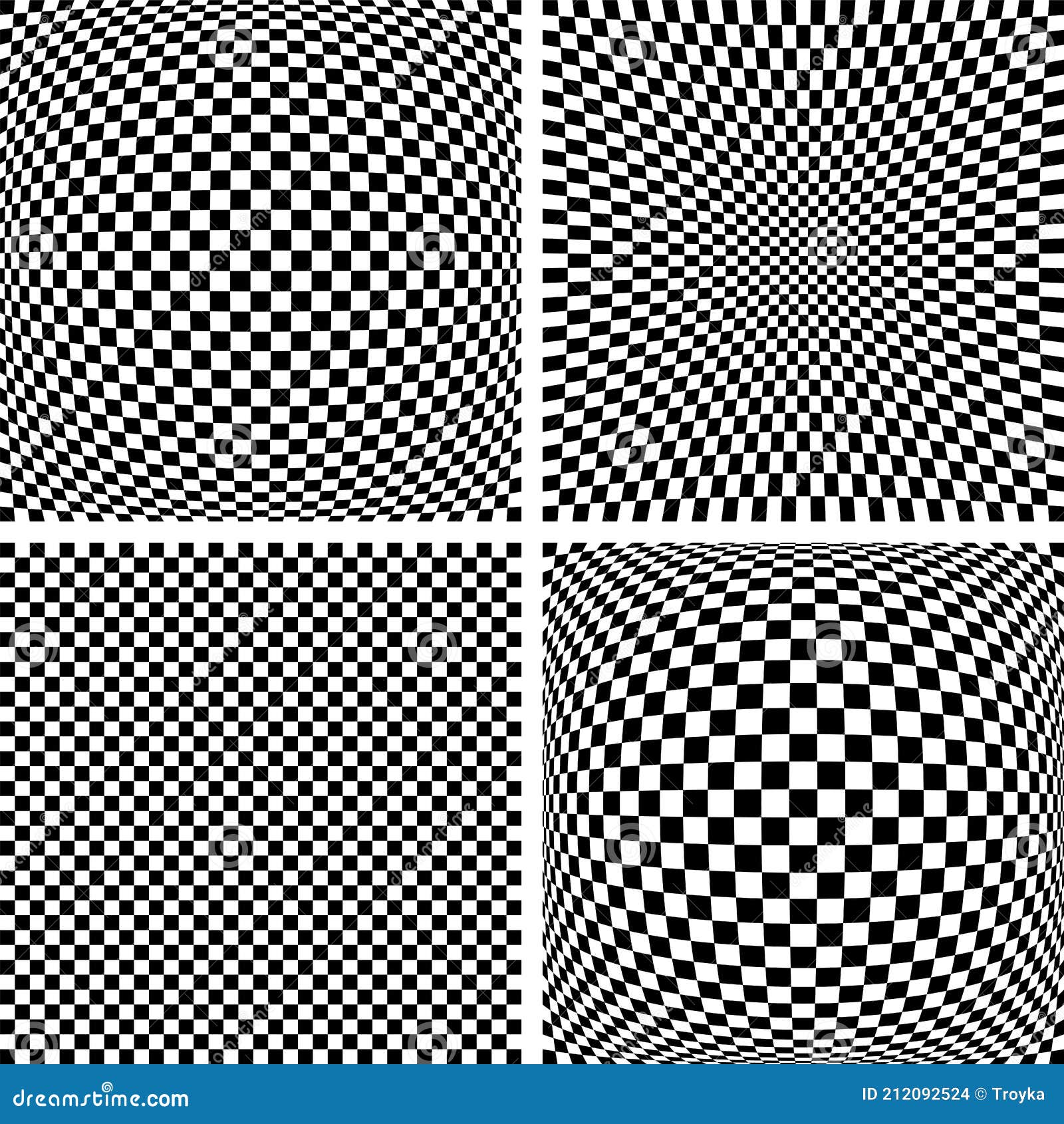 Abstract Checkered Patterns with 3D Illusion Effect. Backgrounds Set ...