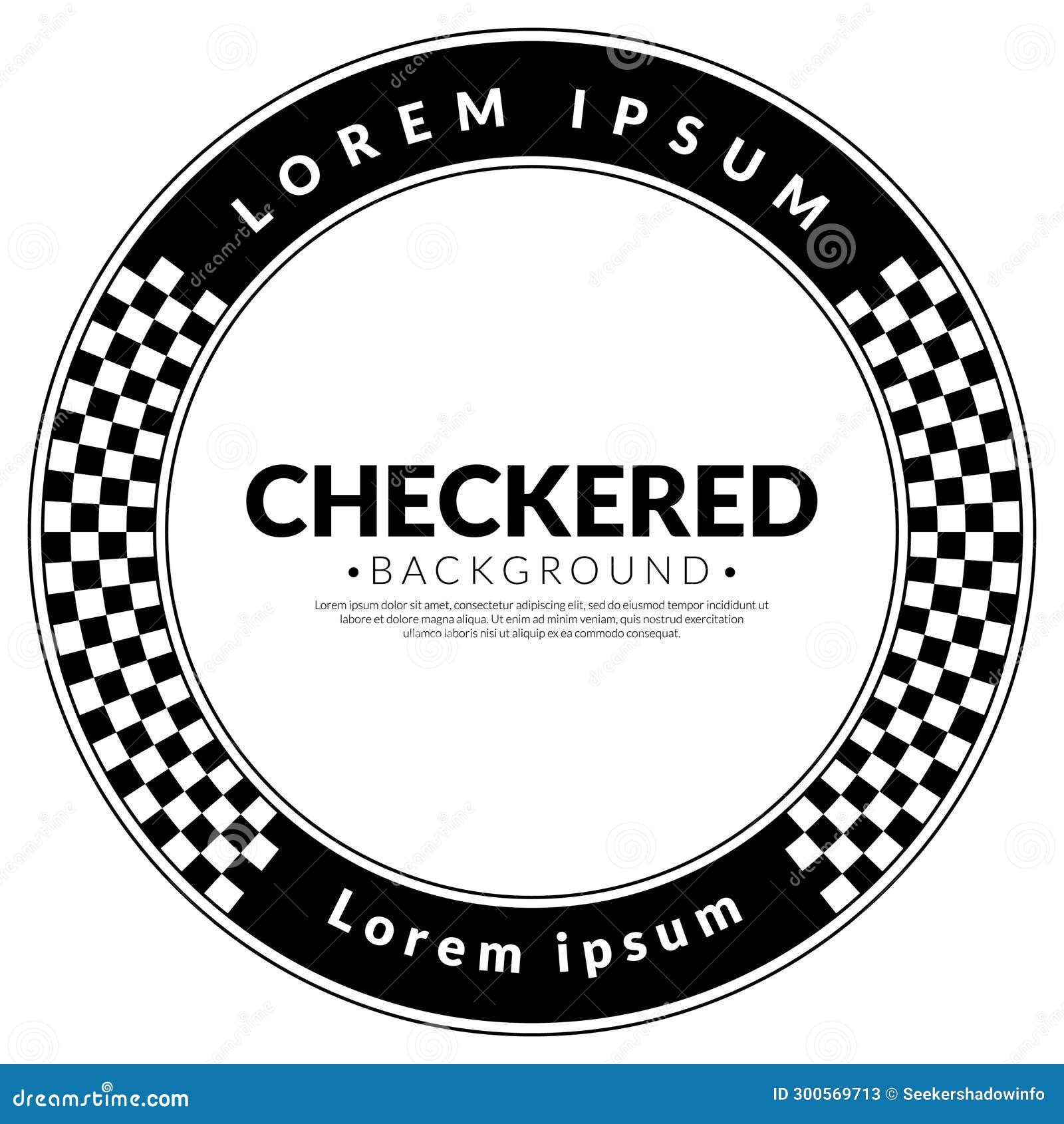 Abstract Checkered Round Frame. Race Flag Logo. Racing Concept. Chess ...