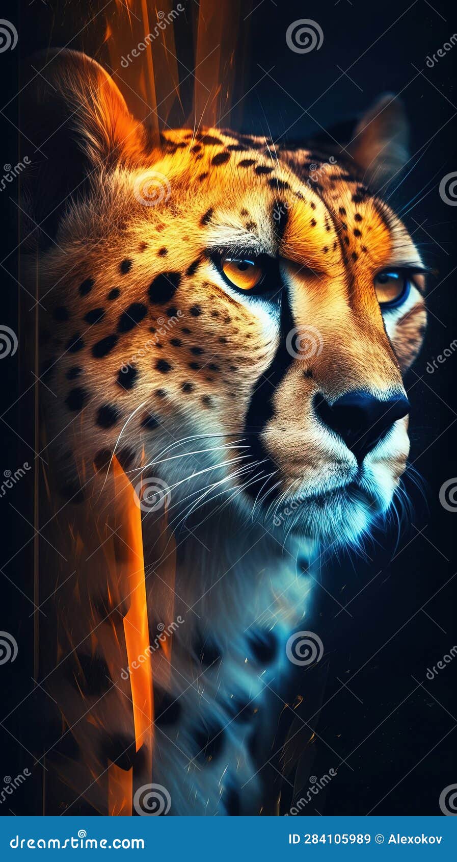 Abstract Cheetah on Dark Background. Generative AI Stock Illustration ...