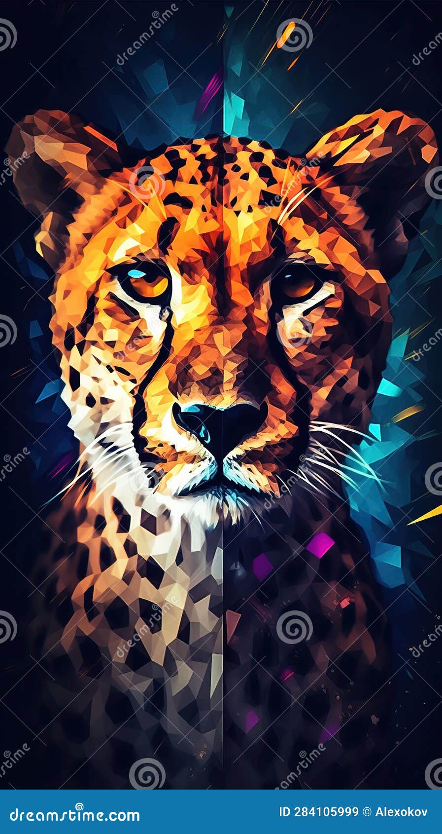 Abstract Cheetah on Dark Background. Stock Illustration - Illustration ...