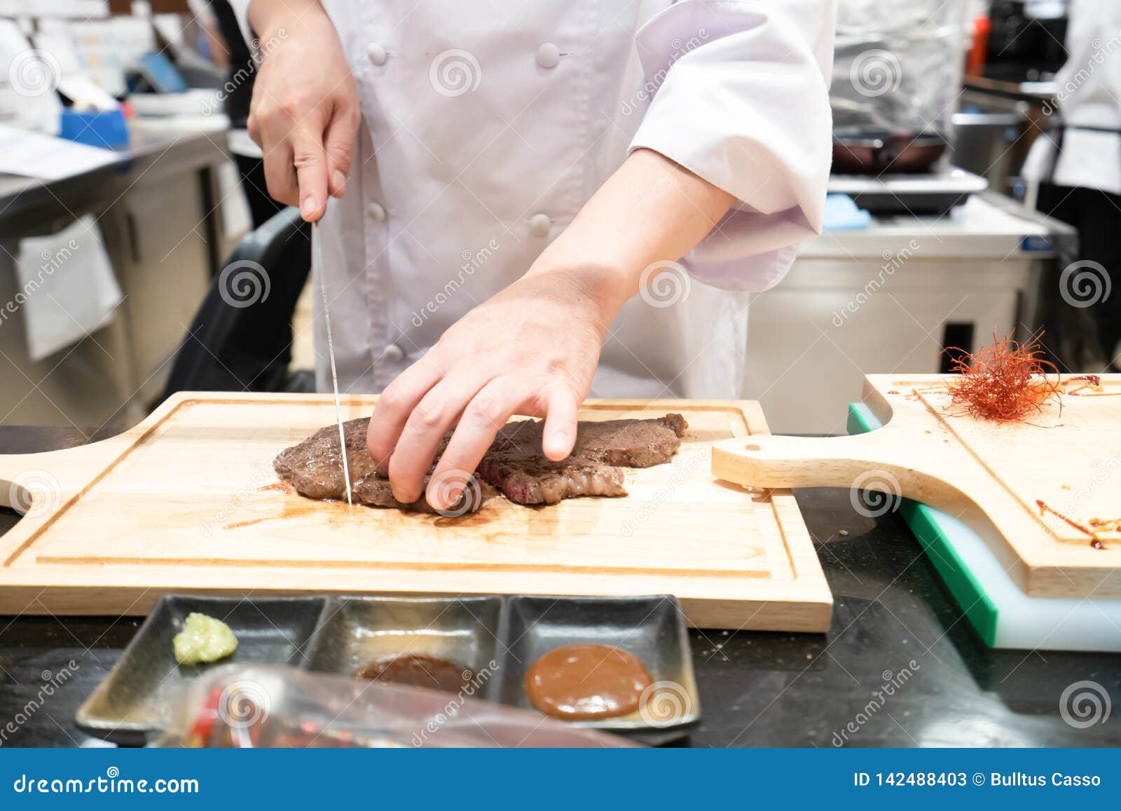 Abstract Chef is Cooking Japanese Style at the Restaurant Stock Image ...