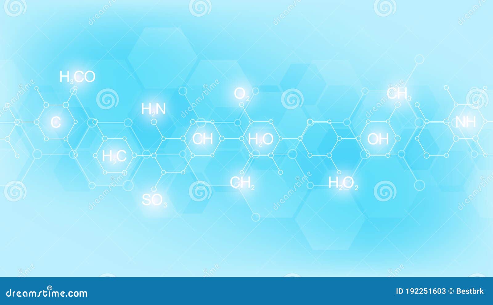 Abstract Chemistry Pattern on Blue Background with Chemical Formulas ...