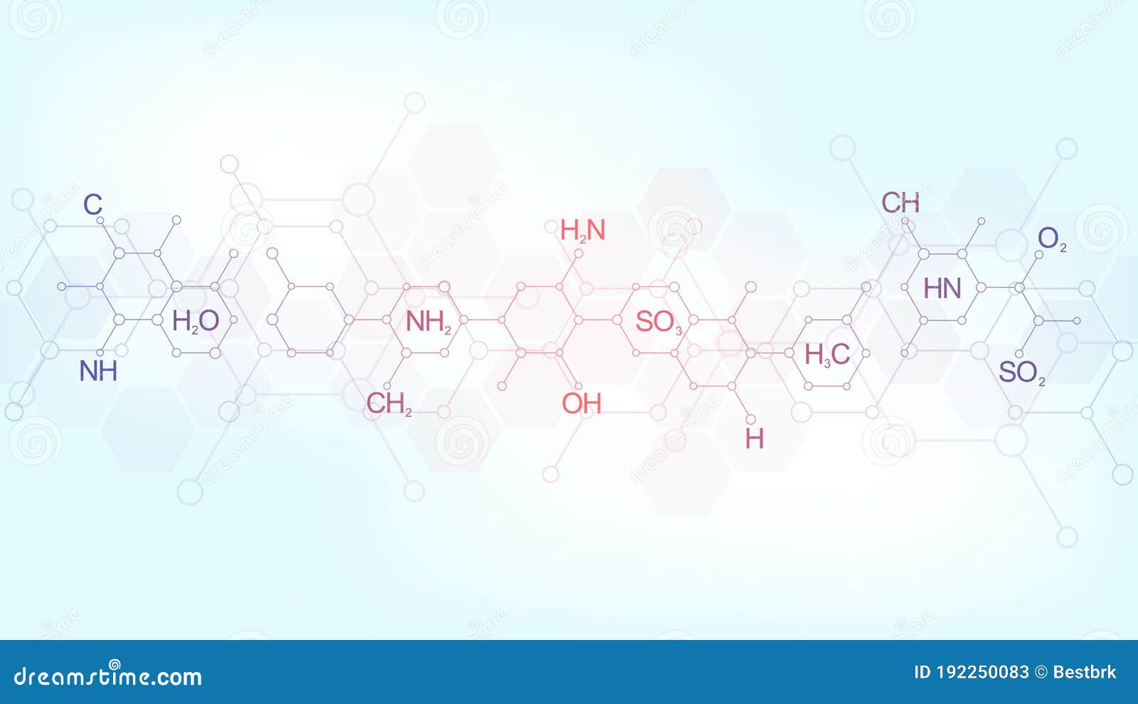 Abstract Chemistry Pattern on Blue Background with Chemical Formulas ...