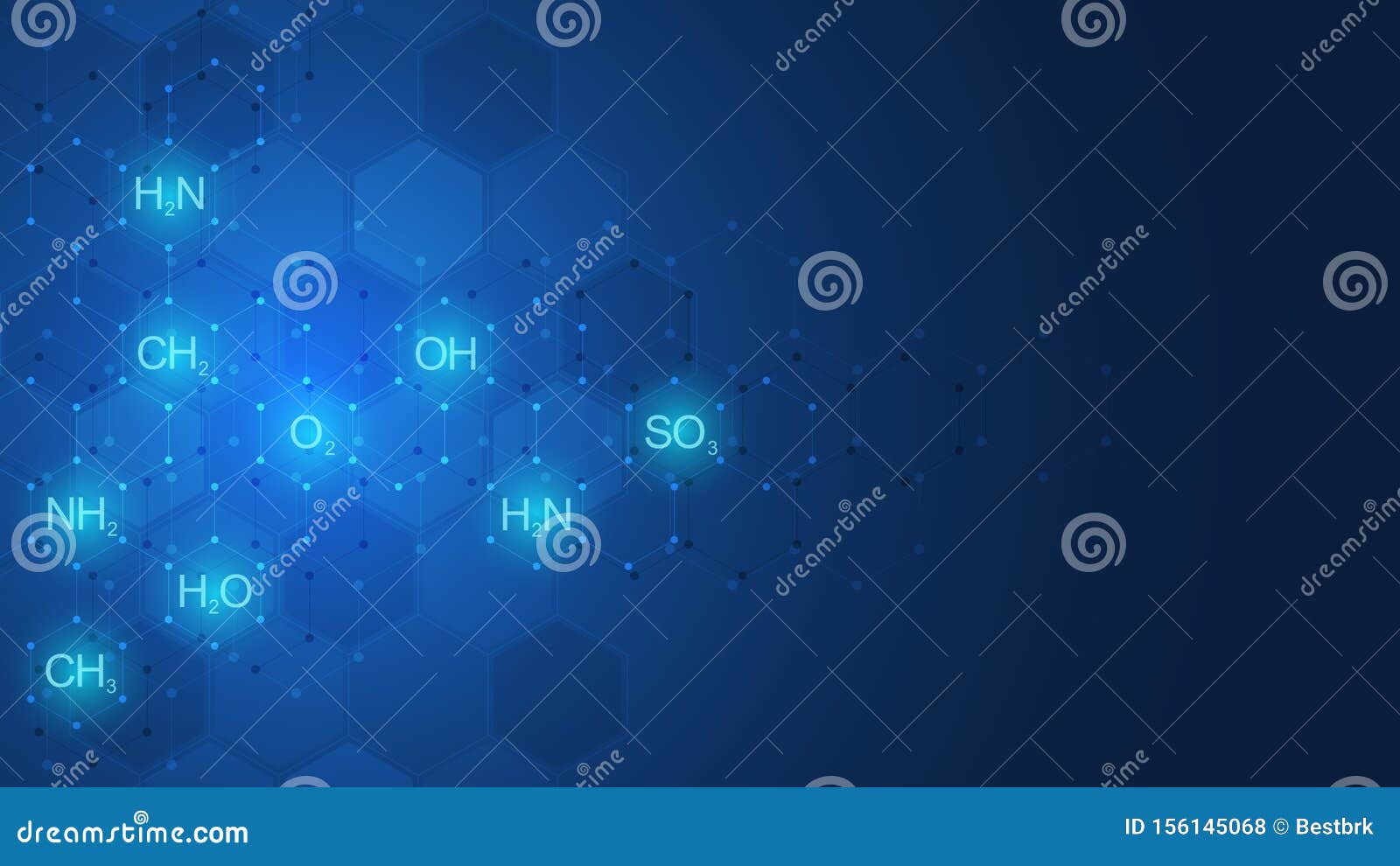 Abstract Chemistry Pattern on Dark Blue Background with Chemical ...