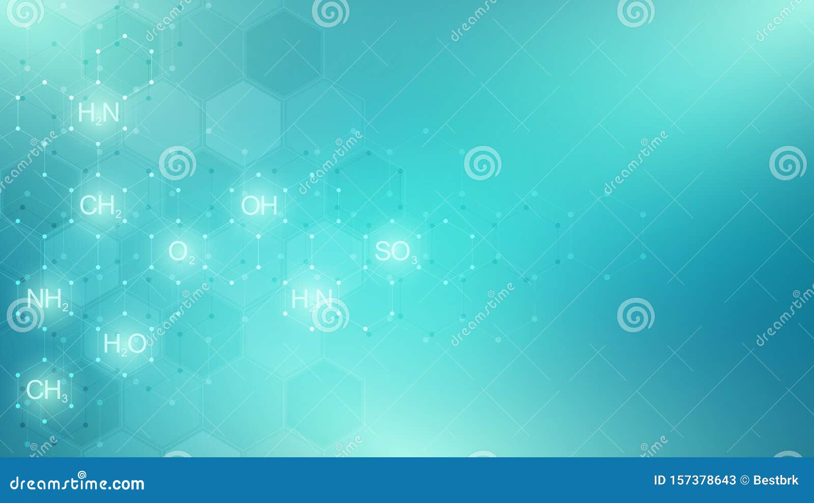 Abstract Chemistry Pattern on Green Background with Chemical Formulas ...