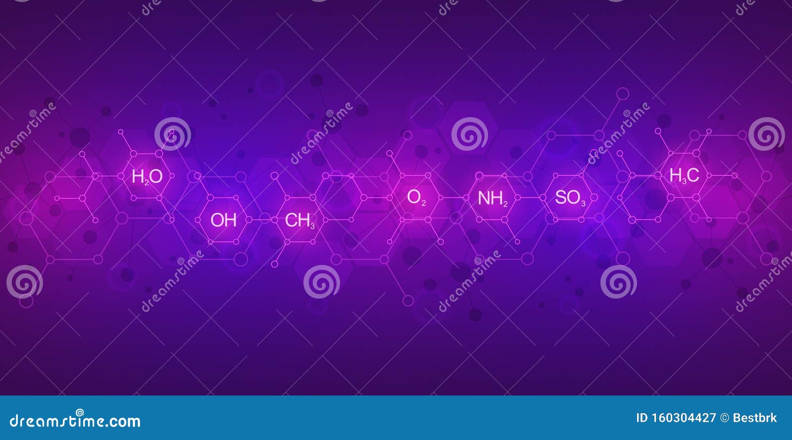 Abstract Chemistry Pattern on Purple Background with Chemical Formulas ...