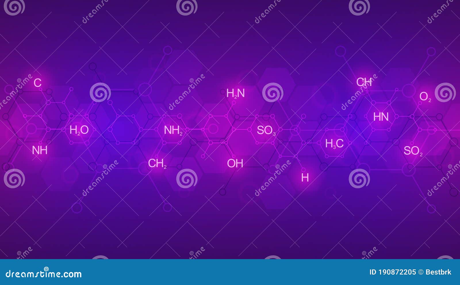 Abstract Chemistry Pattern on Purple Background with Chemical Formulas ...