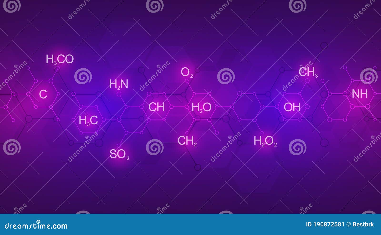 Abstract Chemistry Pattern on Purple Background with Chemical Formulas ...