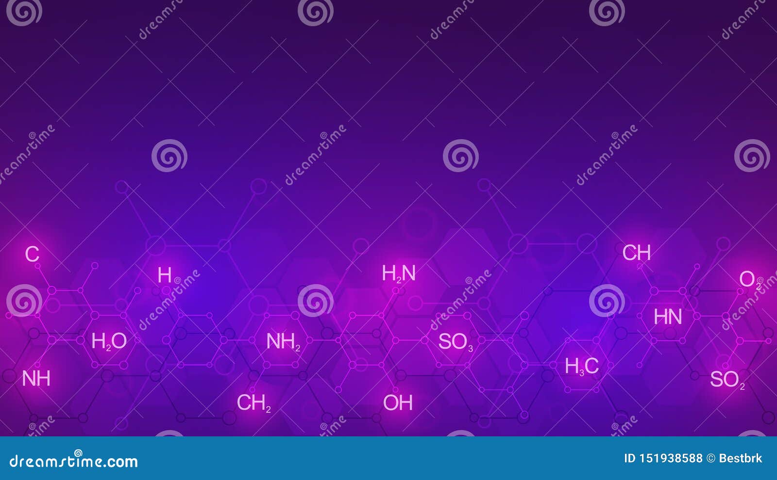 Abstract Chemistry Pattern on Purple Background with Chemical Formulas ...