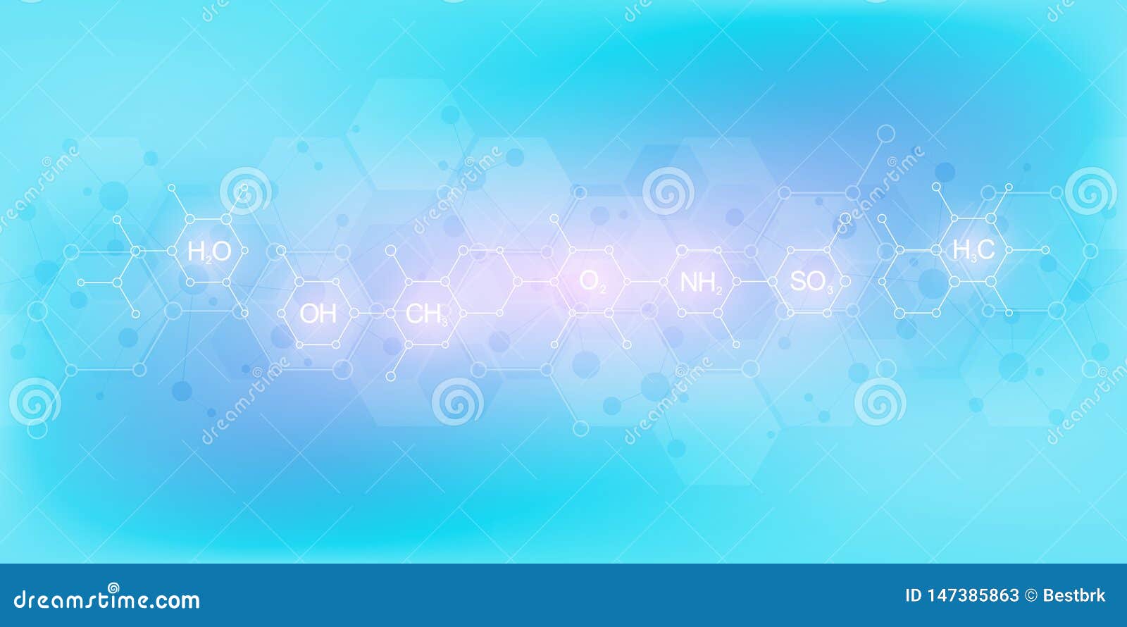 Abstract Chemistry Pattern on Soft Blue Background with Chemical ...