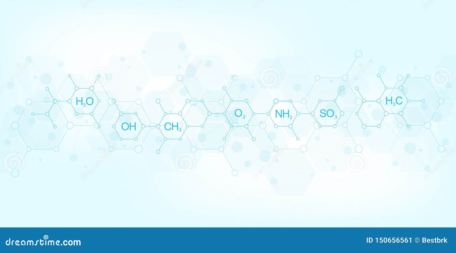 Abstract Chemistry Pattern on Soft Blue Background with Chemical ...