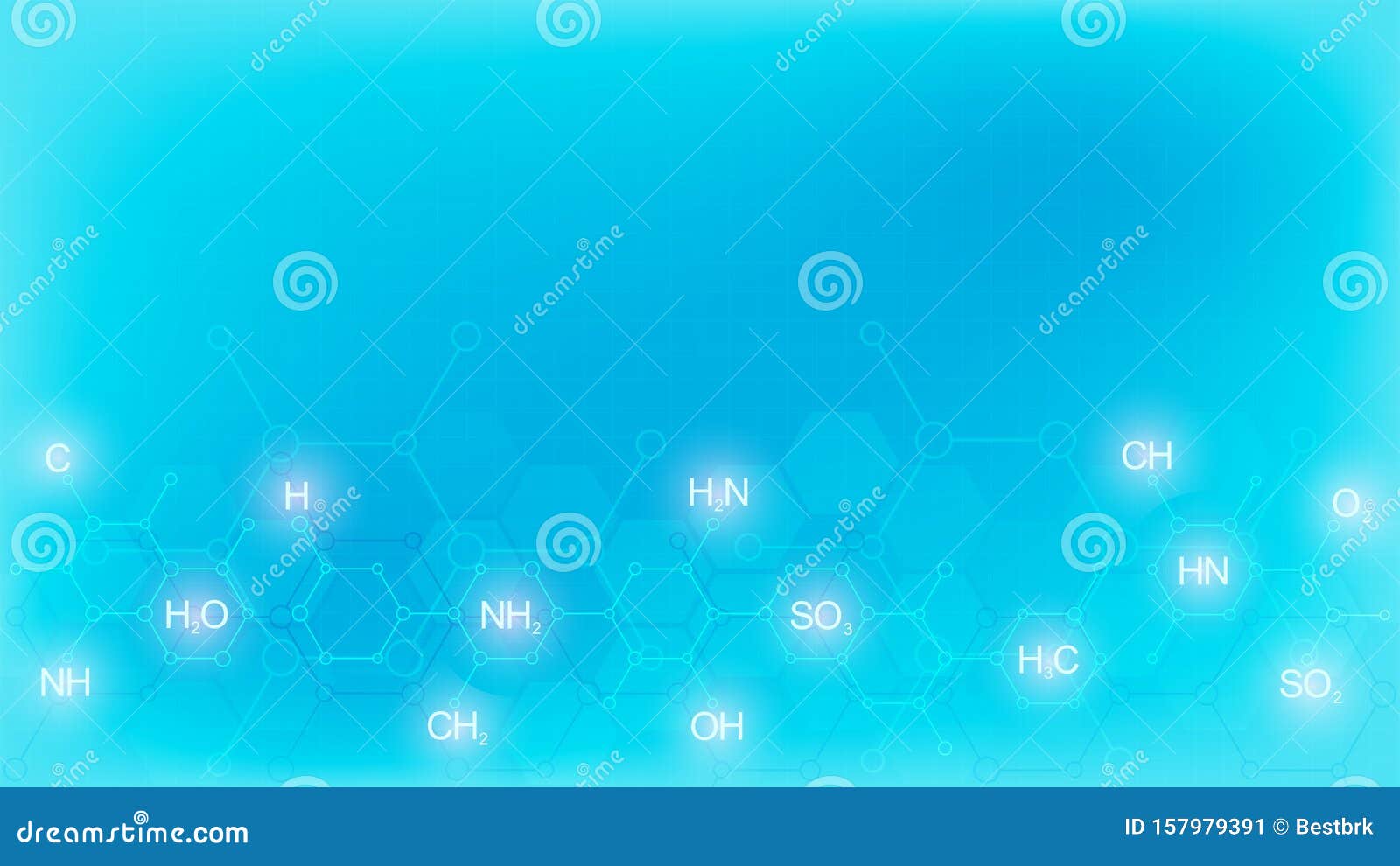 Abstract Chemistry Pattern on Soft Blue Background with Chemical ...