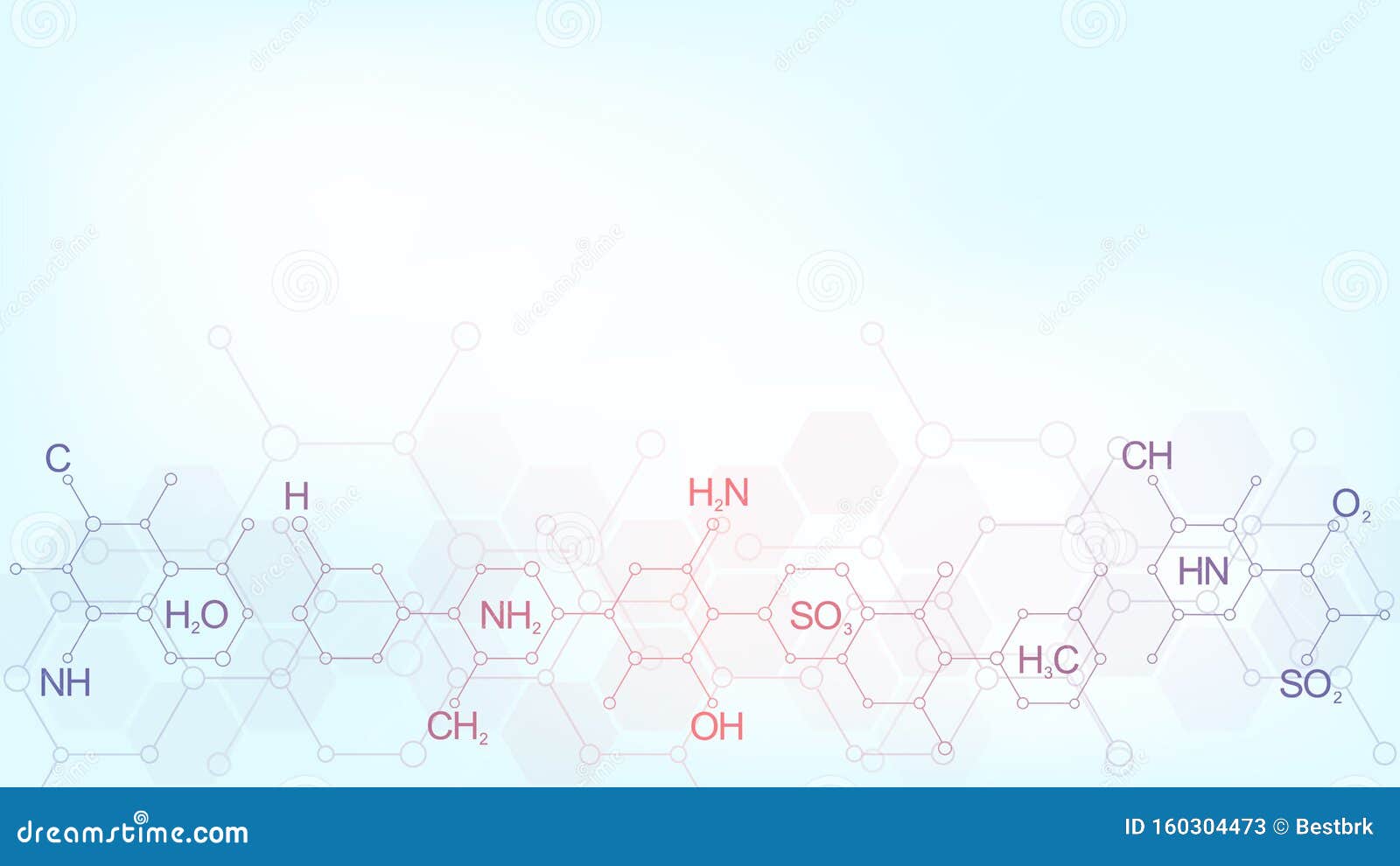 Abstract Chemistry Pattern on Soft Blue Background with Chemical ...