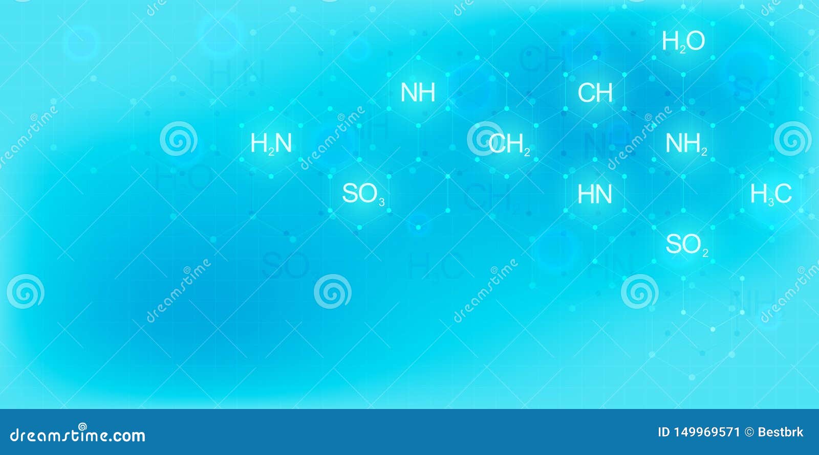 Abstract Chemistry Pattern on Soft Blue Background with Chemical ...
