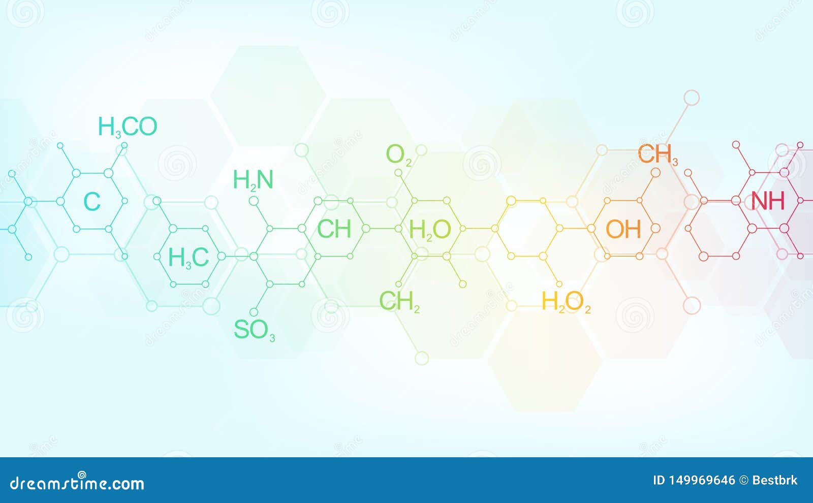 Abstract Chemistry Pattern on Soft Blue Background with Chemical ...