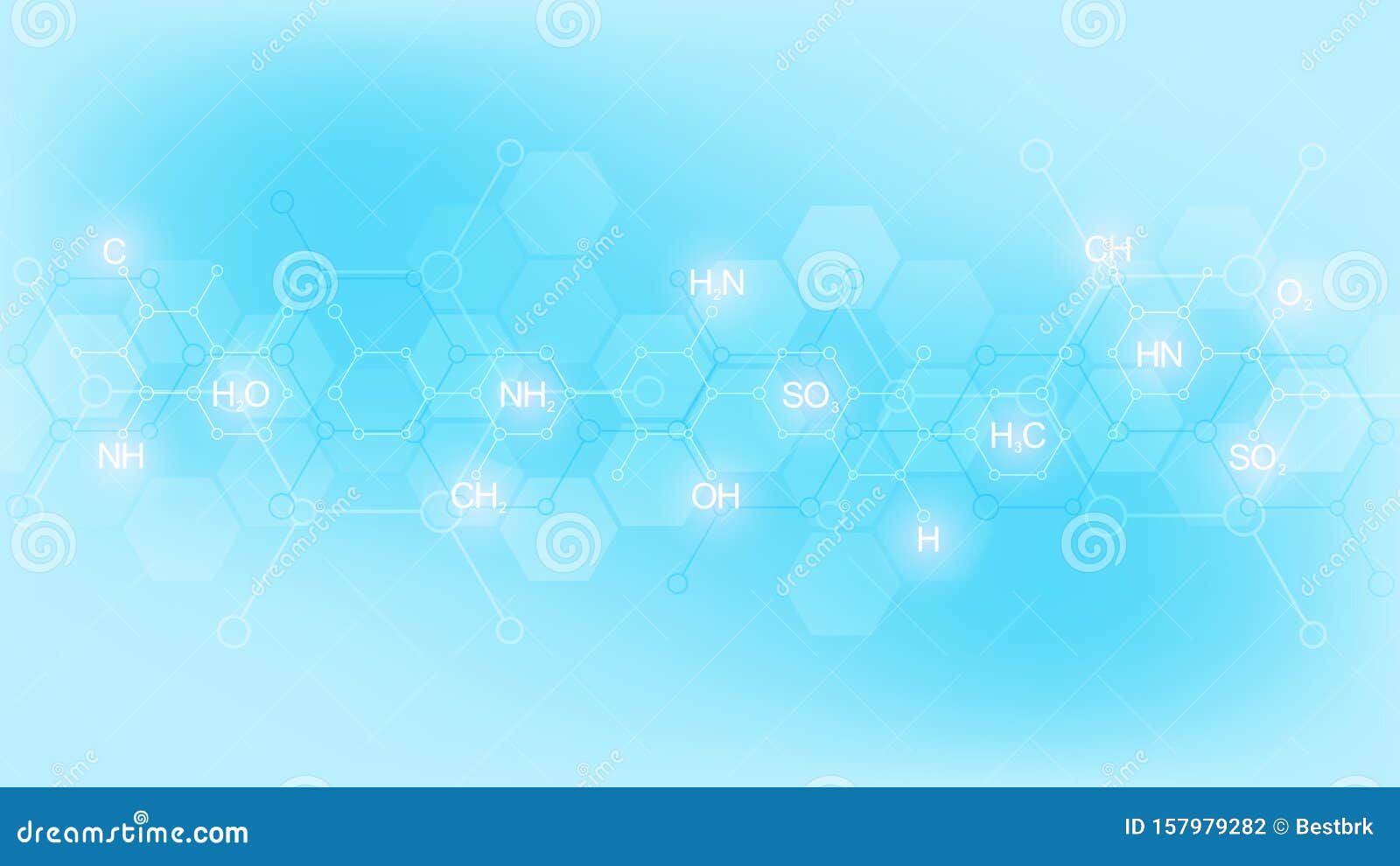 Abstract Chemistry Pattern on Soft Blue Background with Chemical ...