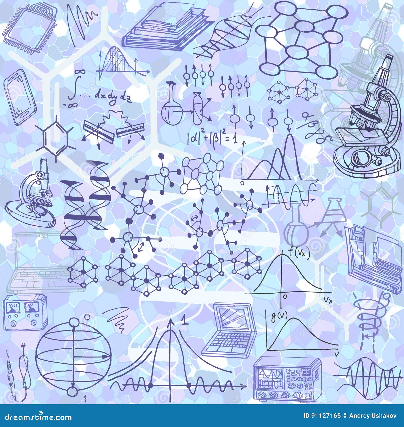 Abstract Chemistry and Physics Seamless Pattern Stock Illustration ...
