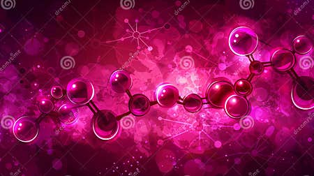 Abstract Chemistry Pink Background with Polymer Molecule Model Stock ...