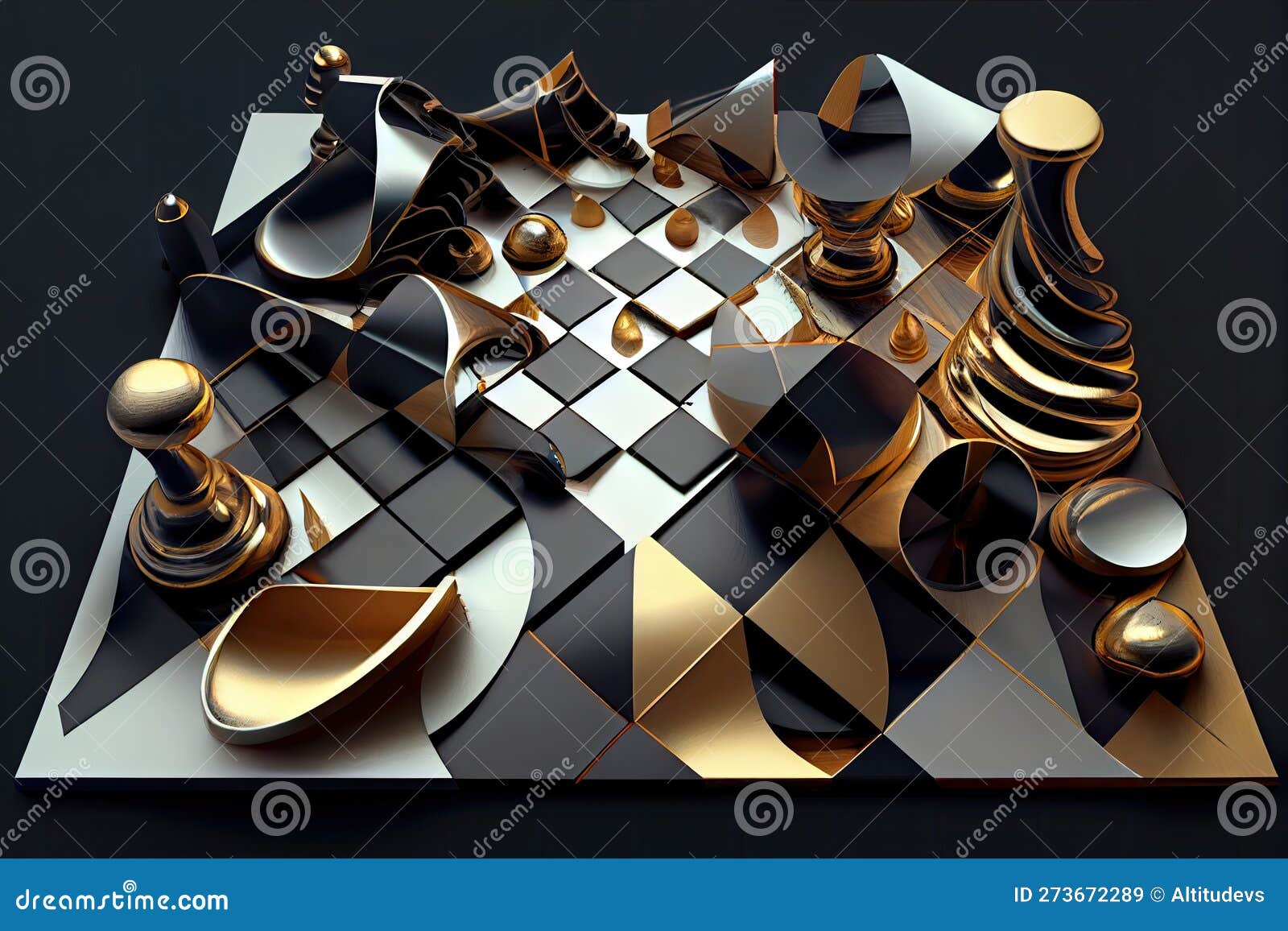 Abstract Chessboard, with Pieces of Different Shapes and Sizes Stock ...